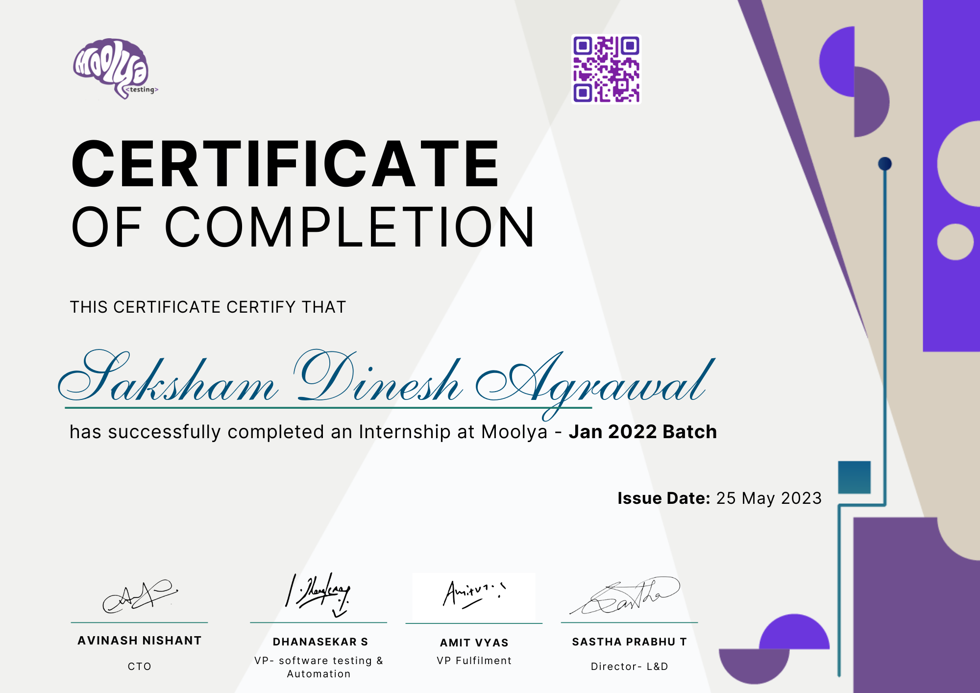 Certification Saksham Dinesh Agrawal 7762